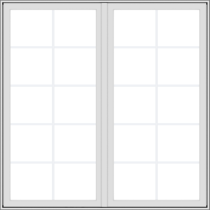 72x72 (71.5 x 71.5 inch) White Aluminum French Window with Colonial Gr ...