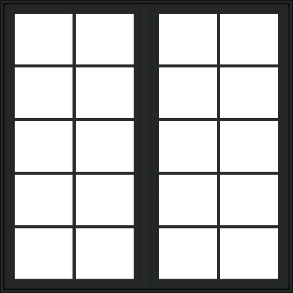 72x72 (71.5 x 71.5 inch) Black Aluminum French Window with Colonial Gr ...