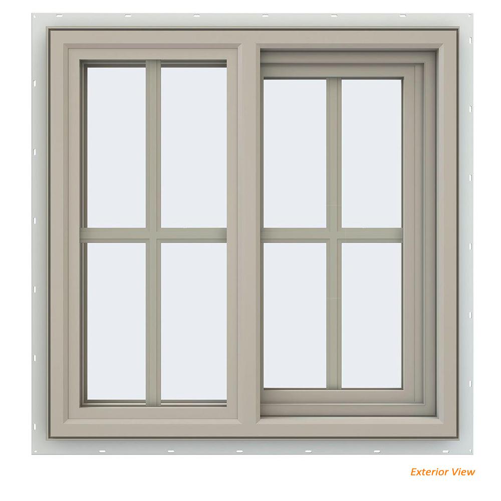 36x36 35.5x35.5 Vinyl Sliding Window Bronze Color With Colonial Grids ...