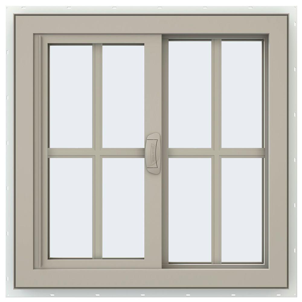 36x36 35.5x35.5 Vinyl Sliding Window Bronze Color With Colonial Grids ...