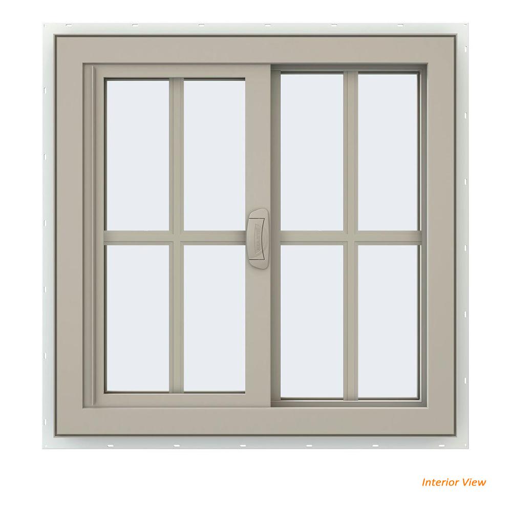 36x36 35.5x35.5 Vinyl Sliding Window Bronze Color With Colonial Grids ...