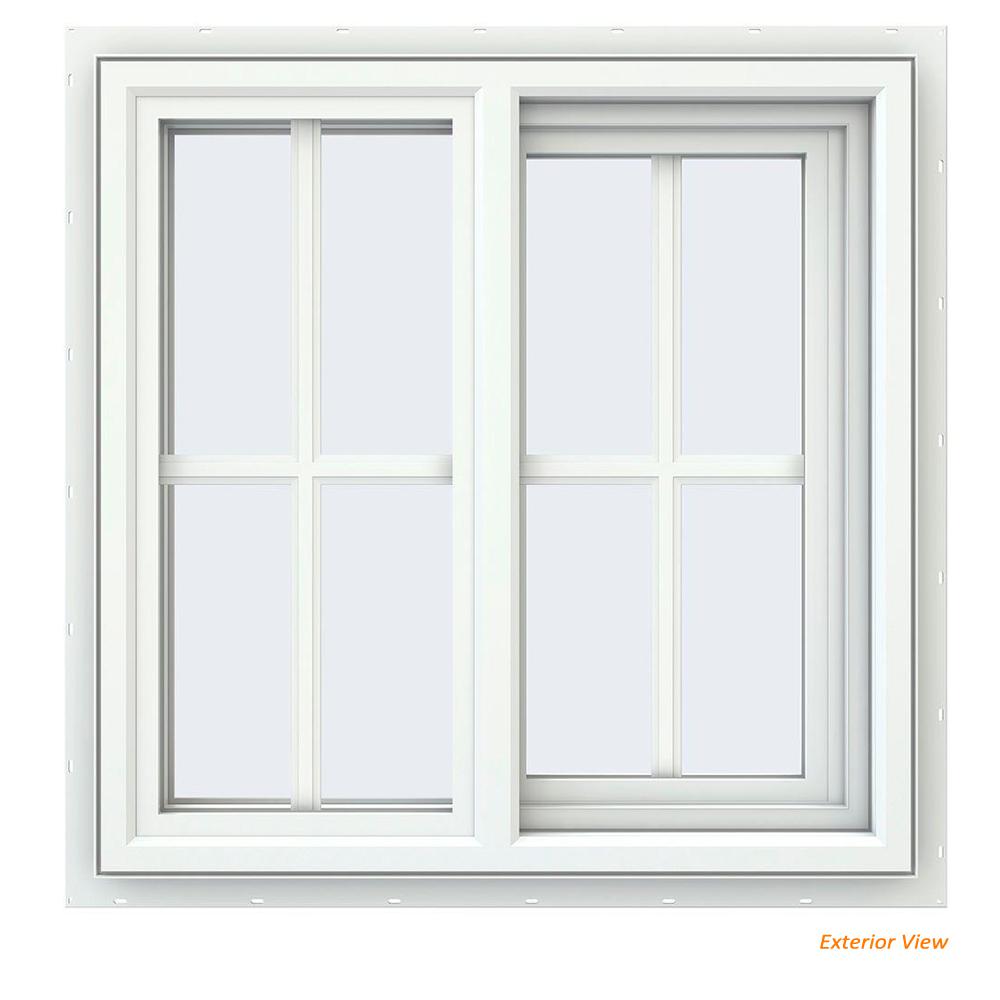 36x36 35.25x35.25 White Vinyl Sliding With Colonial Grids Grilles ...
