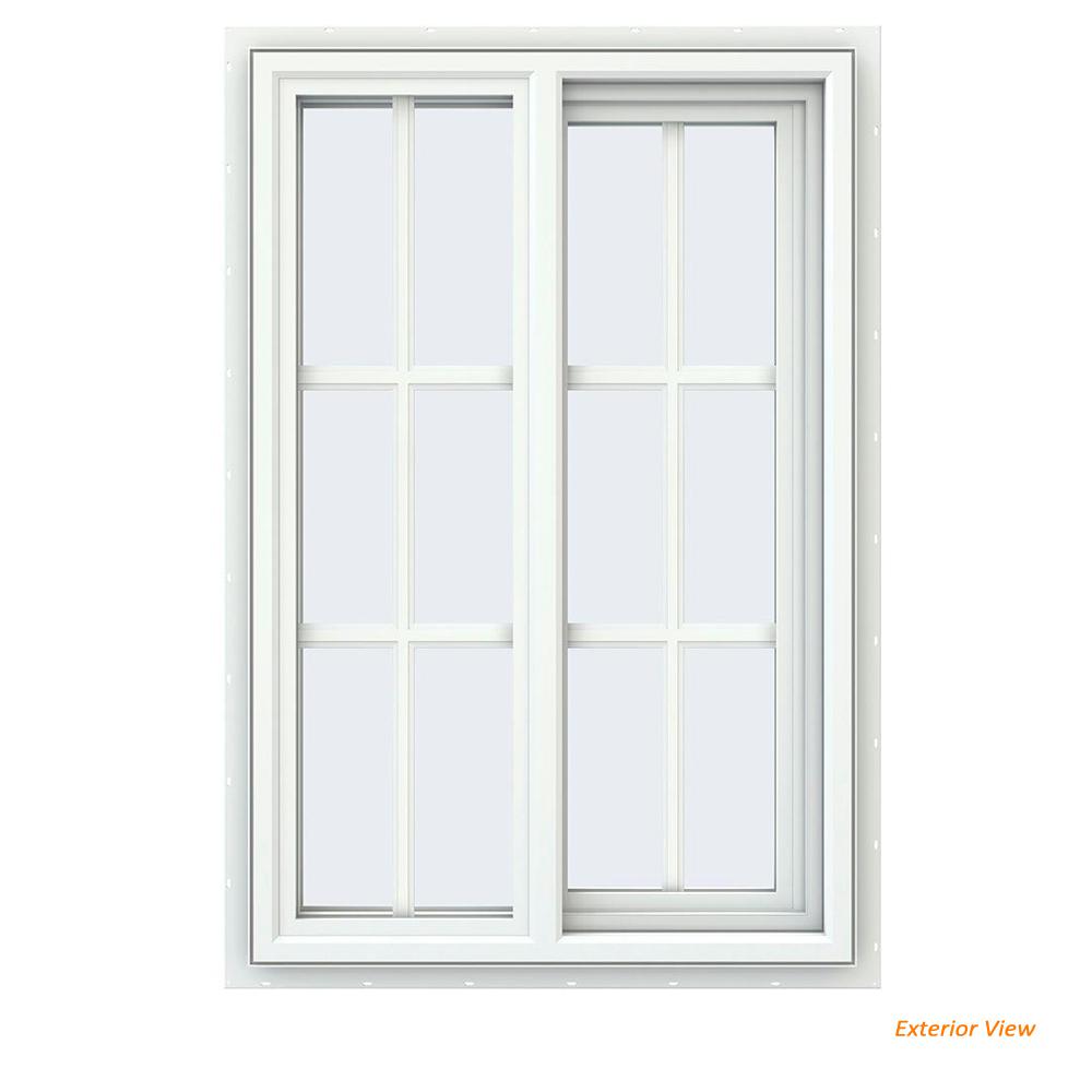 24x36 23.5x35.5 White Color Vinyl Pvc Sliding Window With Colonial Gri ...
