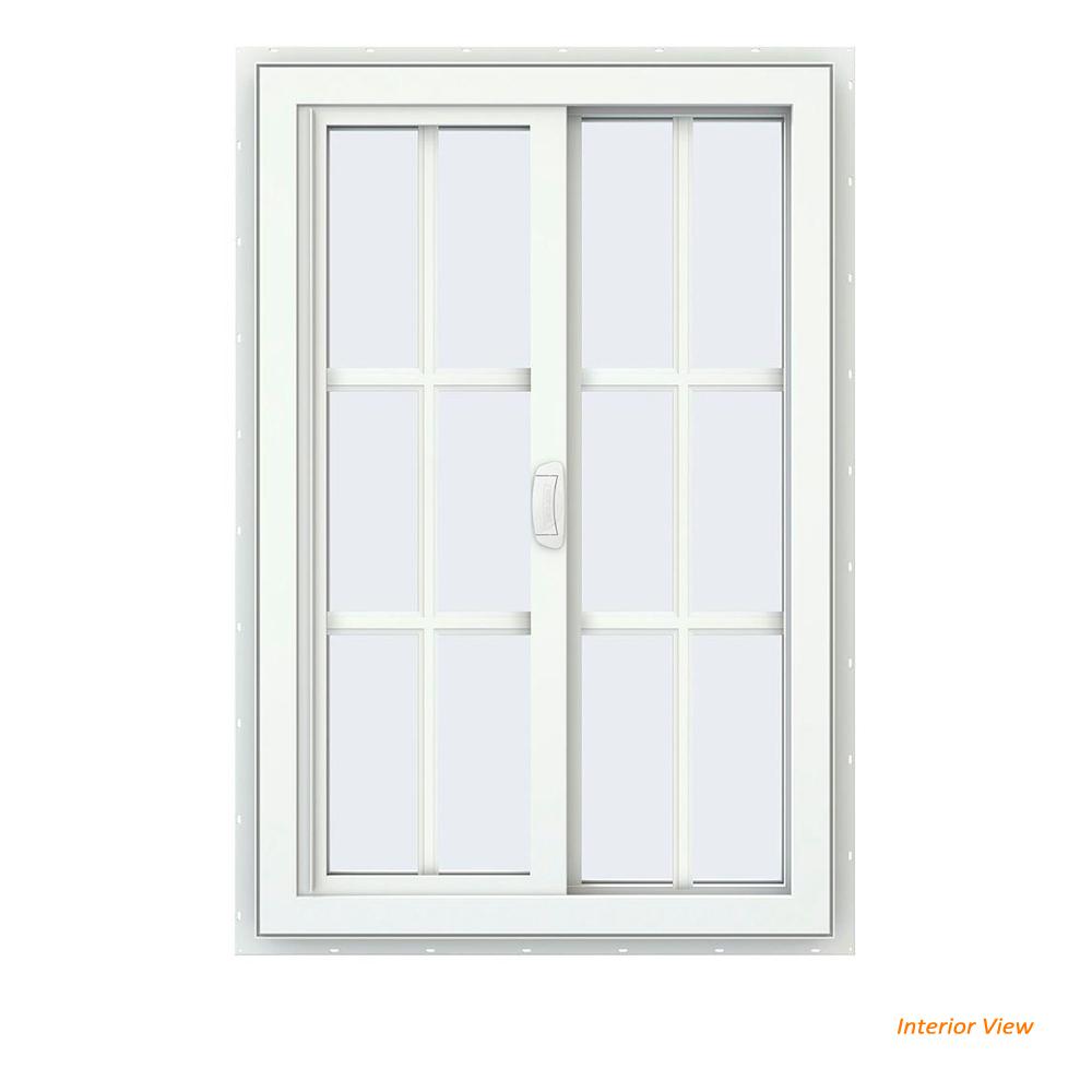 24x36 23.5x35.5 White Color Vinyl Pvc Sliding Window With Colonial Gri ...