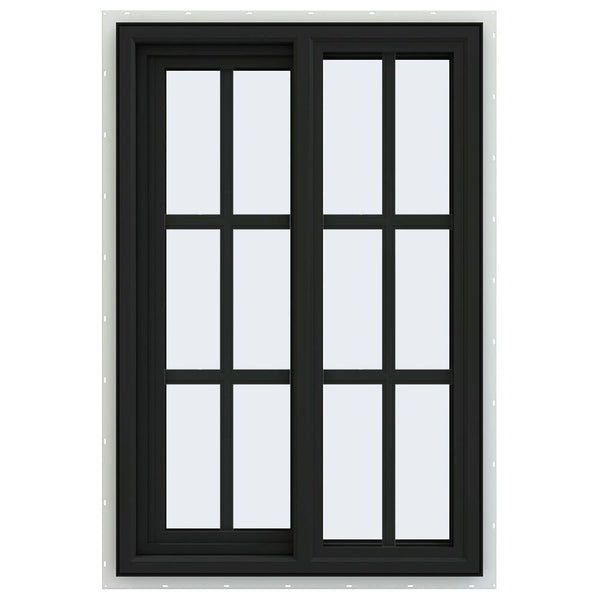 24x36 Bronze Color Vinyl PVC Sliding Window With Colonial Grids Grille ...