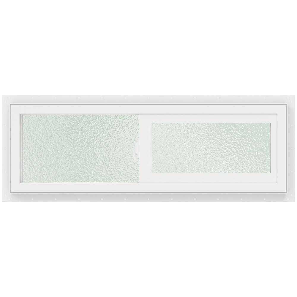 WDMA 36x12 (35.5x11.5) White Vinyl Sliding Windows With Fiberglass Mes ...