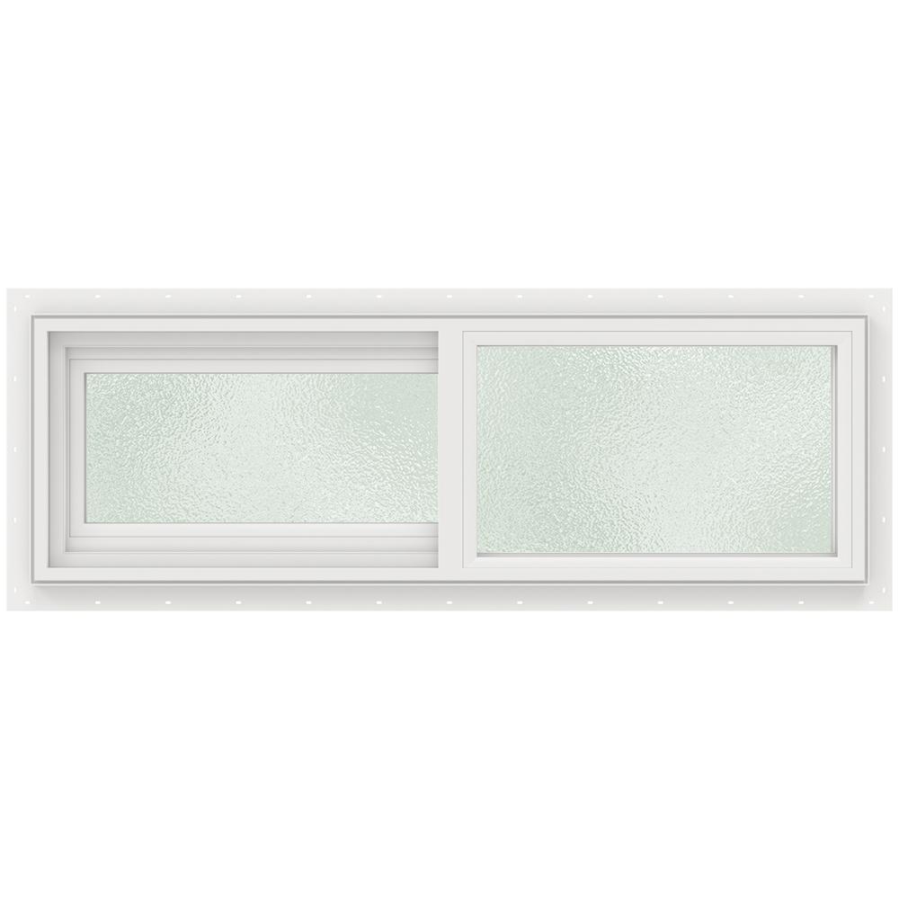 WDMA 36x12 (35.5x11.5) White Vinyl Sliding Windows With Fiberglass Mes ...