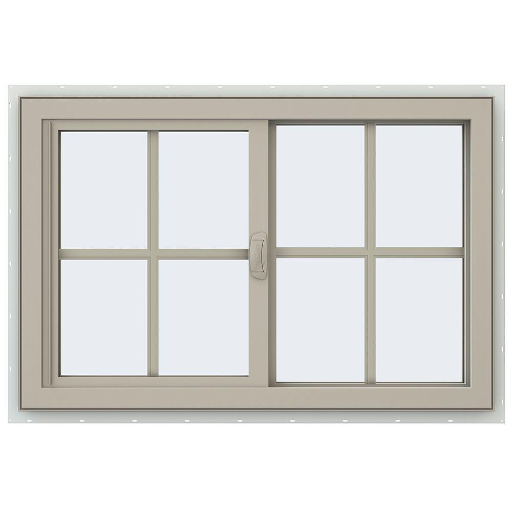 36x24 35.5x23.5 Vinyl PVC Sliding Window With Colonial Grids Grilles ...