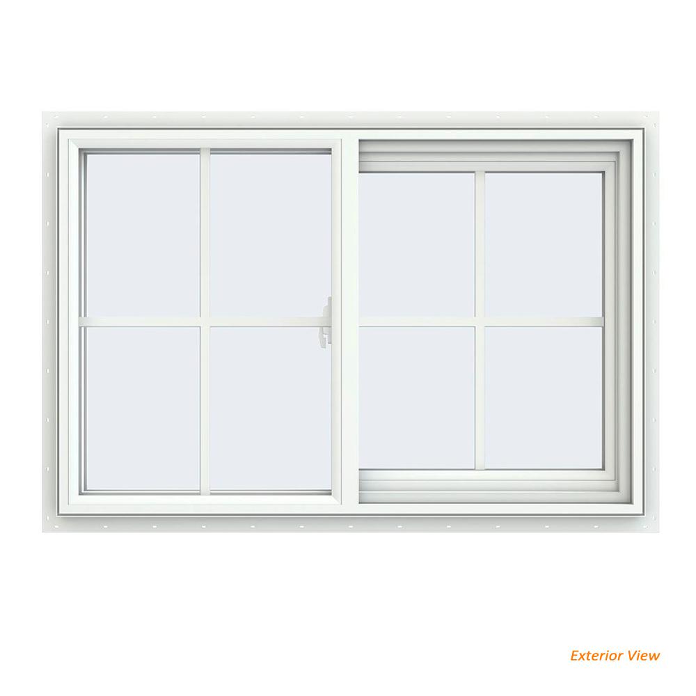 36x24 35.5x23.5 White Vinyl Sliding Window With Colonial Grids Grilles ...