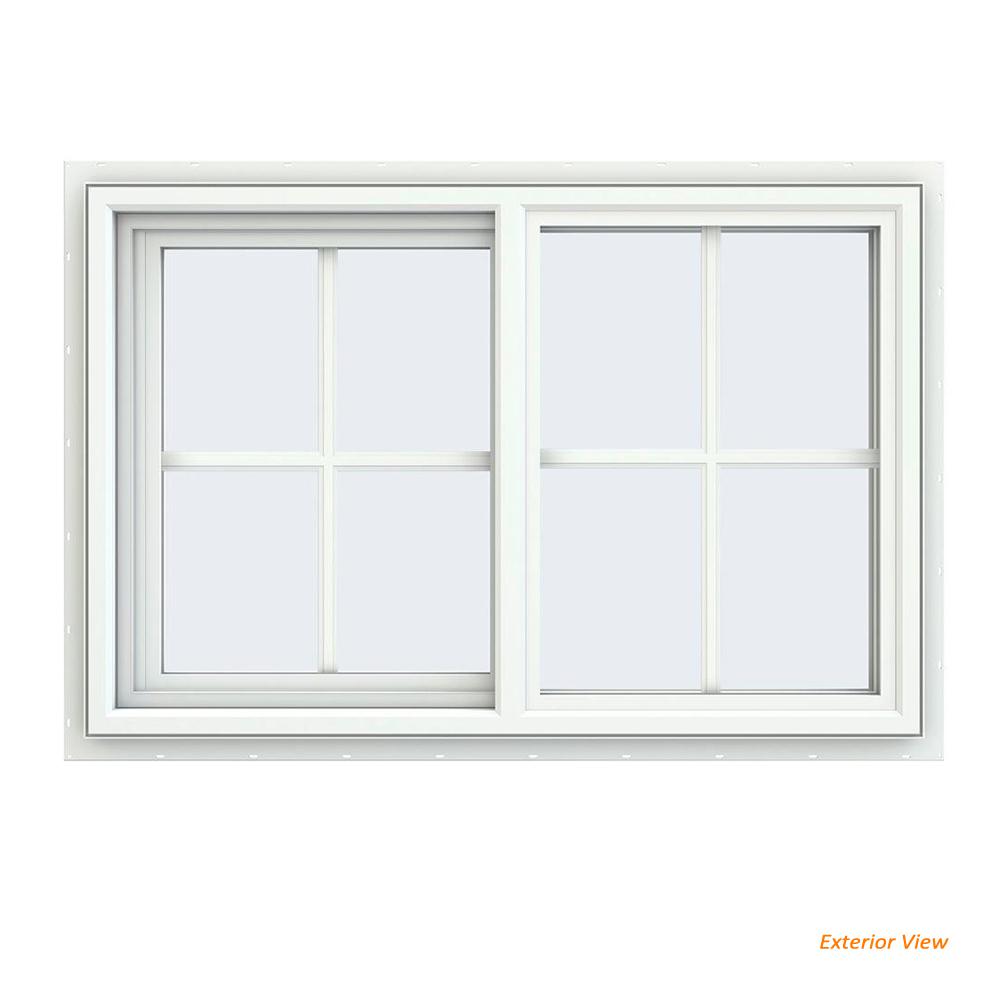 36x24 35.5x23.5 White Vinyl Sliding Window With Colonial Grids Grilles ...