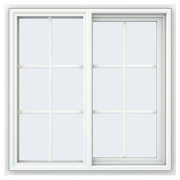 36x36 35.5x35.5 White Vinyl Sliding Window With Colonial Grids Grilles ...