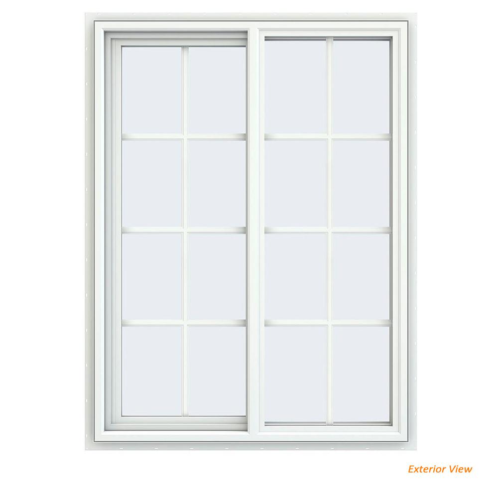36x48 35.5x47.5 White Vinyl Sliding Window With Colonial Grids Grilles ...