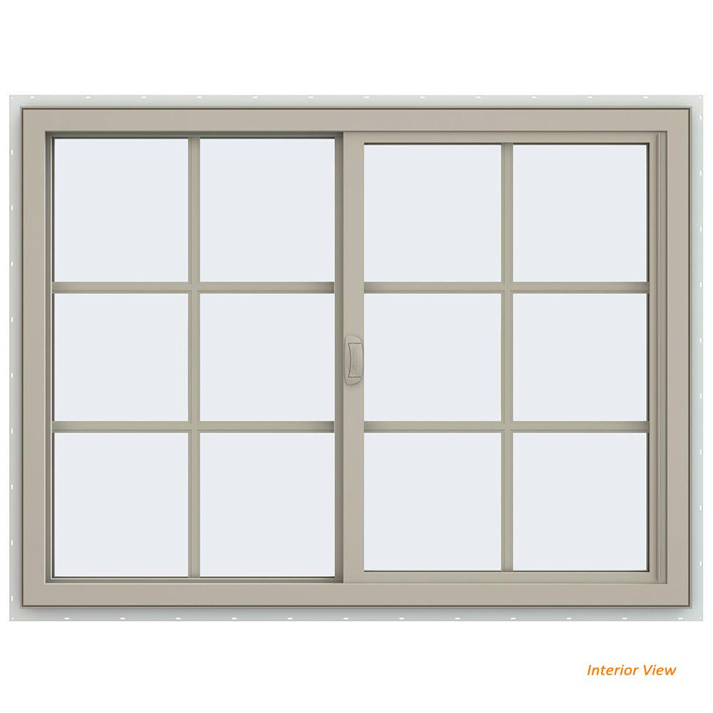 48x36 47.5x35.5 Vinyl PVC Sliding Window With Colonial Grids Grilles ...