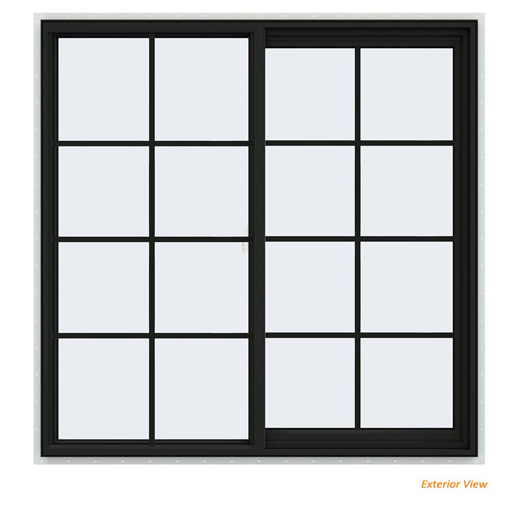 48x48 Vinyl Sliding Window Black With Colonial Grids Grilles – CHINA WDMA