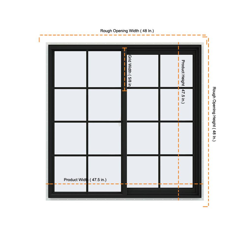 48x48 Vinyl Sliding Window Black With Colonial Grids Grilles – CHINA WDMA