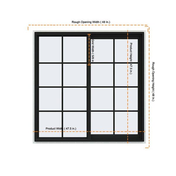 48x48 Vinyl Sliding Window Black With Colonial Grids Grilles – CHINA WDMA