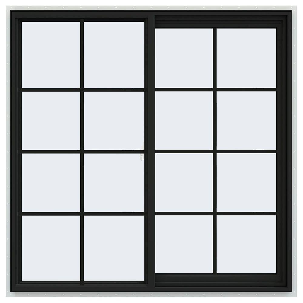 48x48 Vinyl Sliding Window Black With Colonial Grids Grilles – CHINA WDMA