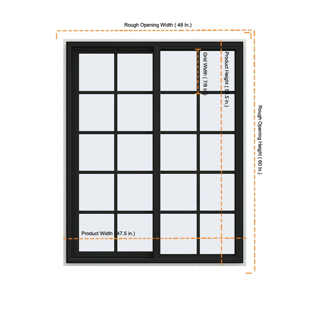 48x60 Black Vinyl Sliding Window With Colonial Grids Grilles – CHINA WDMA
