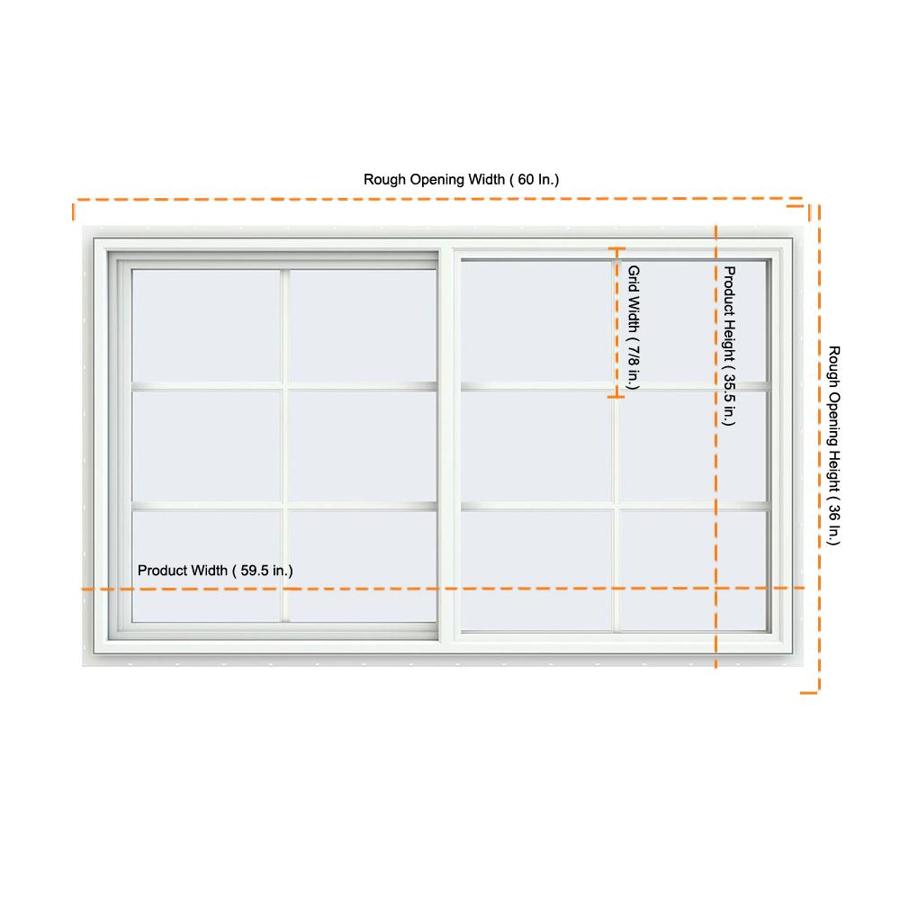 60x36 59.5x35.5 White Vinyl Sliding Window With Colonial Grids Grilles ...