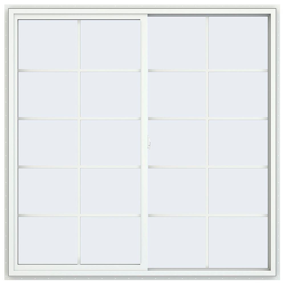 60x60 59.5x59.5 White Vinyl Sliding Window With Colonial Grids Grilles ...