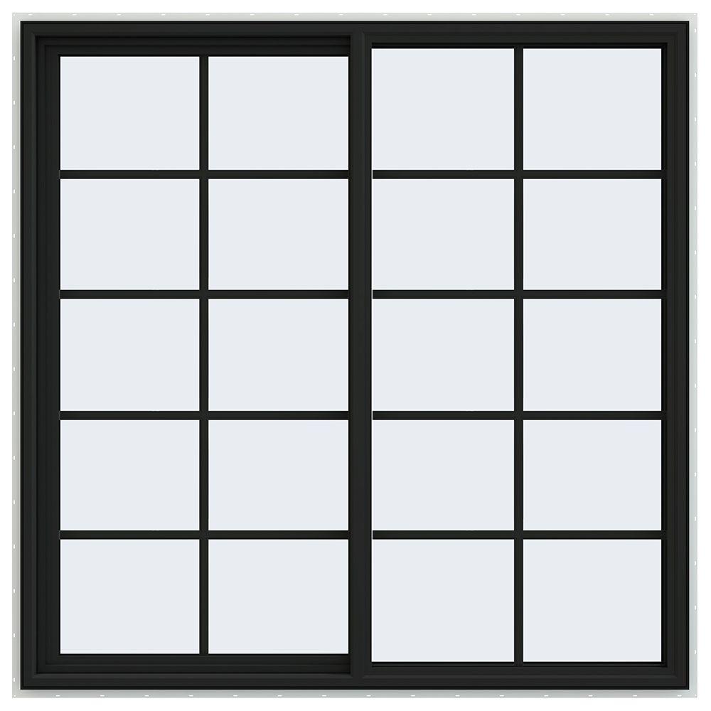 60x60 Vinyl UPVC Sliding Window White Interior Black Exterior With Col ...