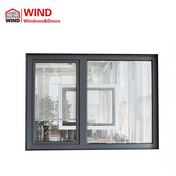 Aluminum Wood Inward Opening Casement Windows with Built in Blinds ...
