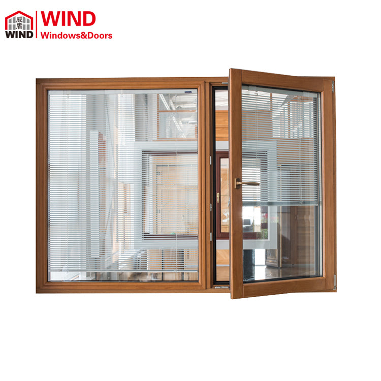 Aluminum Wood Inward Opening Casement Windows with Built in Blinds ...
