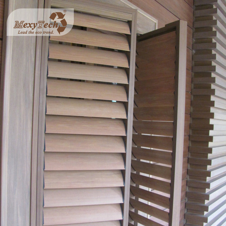 Custom outdoor waterproof wpc sunshade louvers wooden plastic window l ...