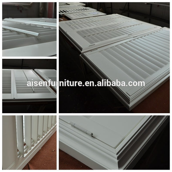 European style interior wood plantation shutter louvre 63/89/114mm sla ...