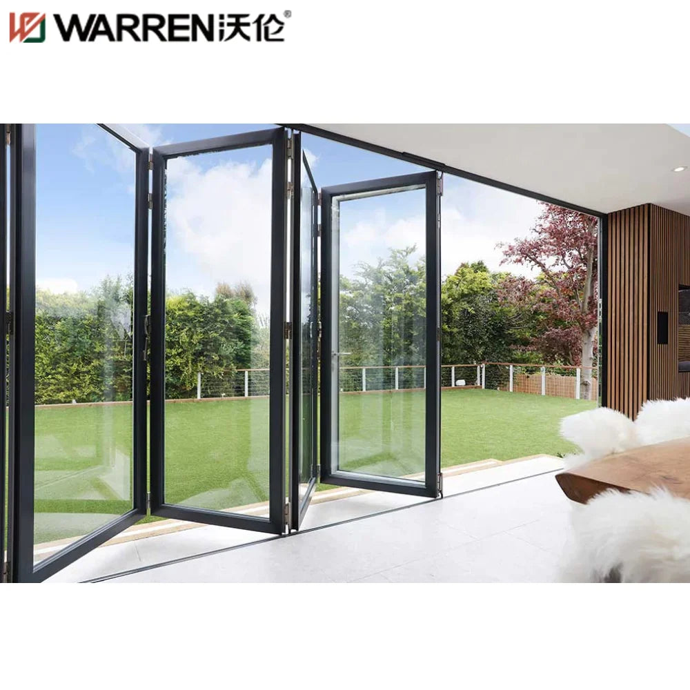 28x96 Bifold Aluminium Triple Glass Black Folding Modern Door Patio ...