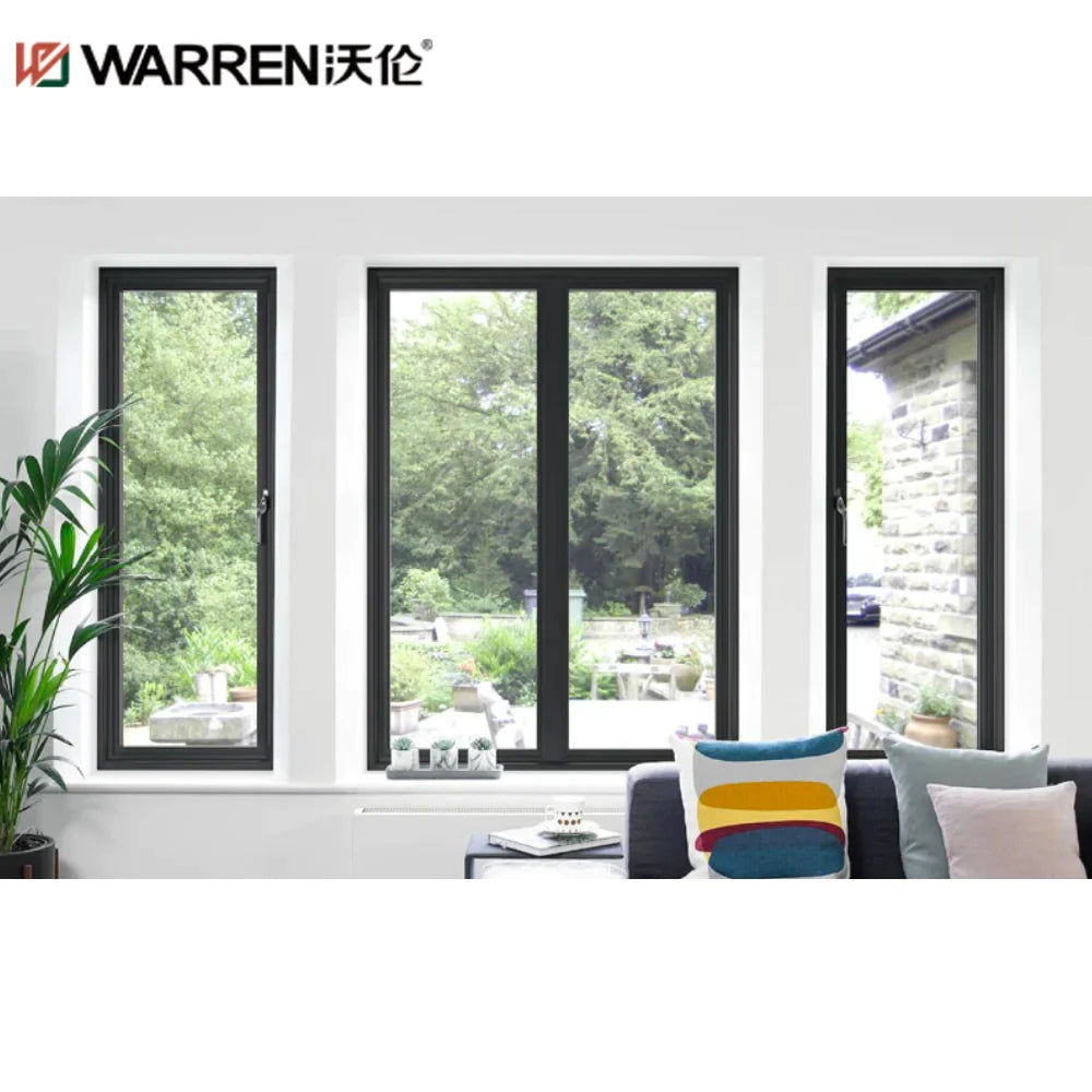 60x60 Picture Aluminium Triple Glazing Black Double Hung Window For Sa ...