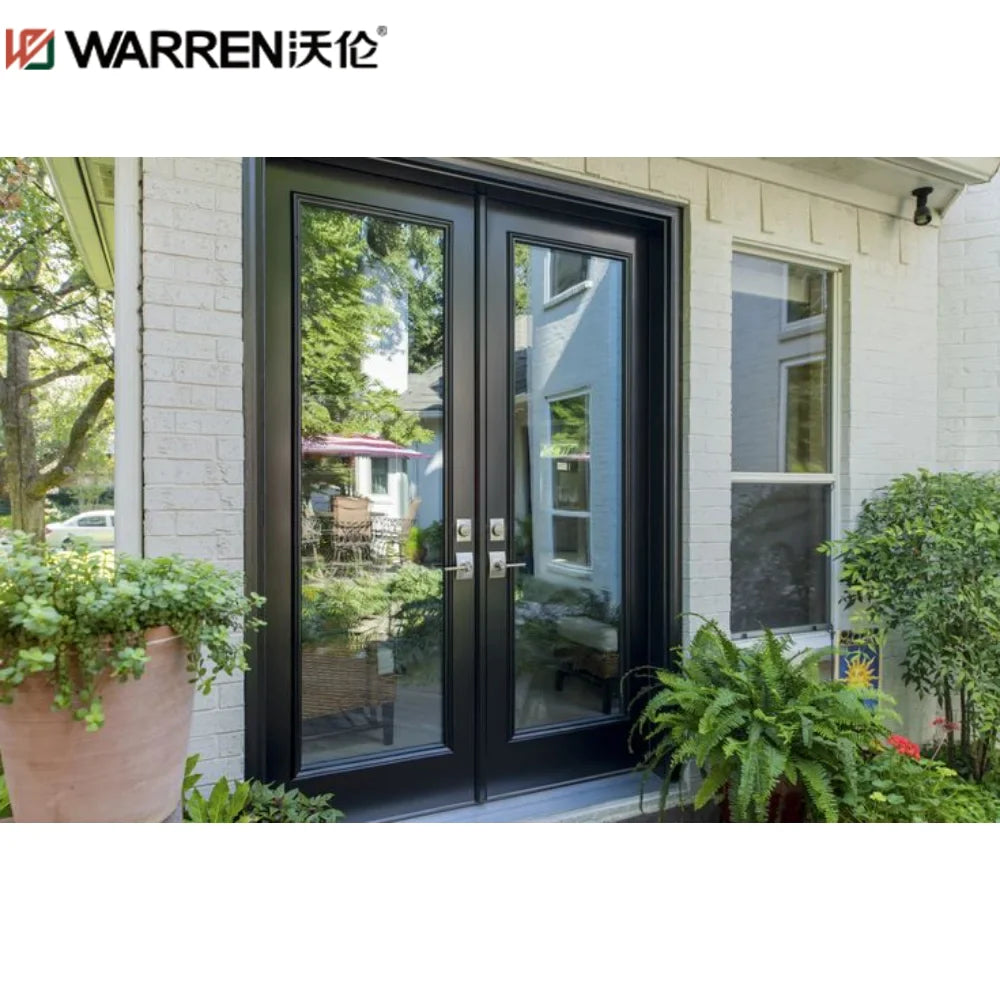 WDMA 72x80 French Metal insulated Glass White Rustic Double Door With ...