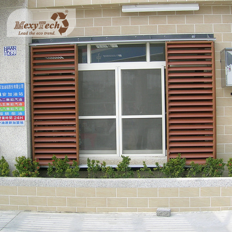 Custom outdoor waterproof wpc sunshade louvers wooden plastic window l ...