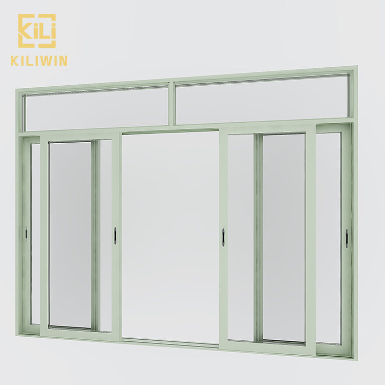 Modern soundproof interior sliding door transom green aluminum frame 4 ...