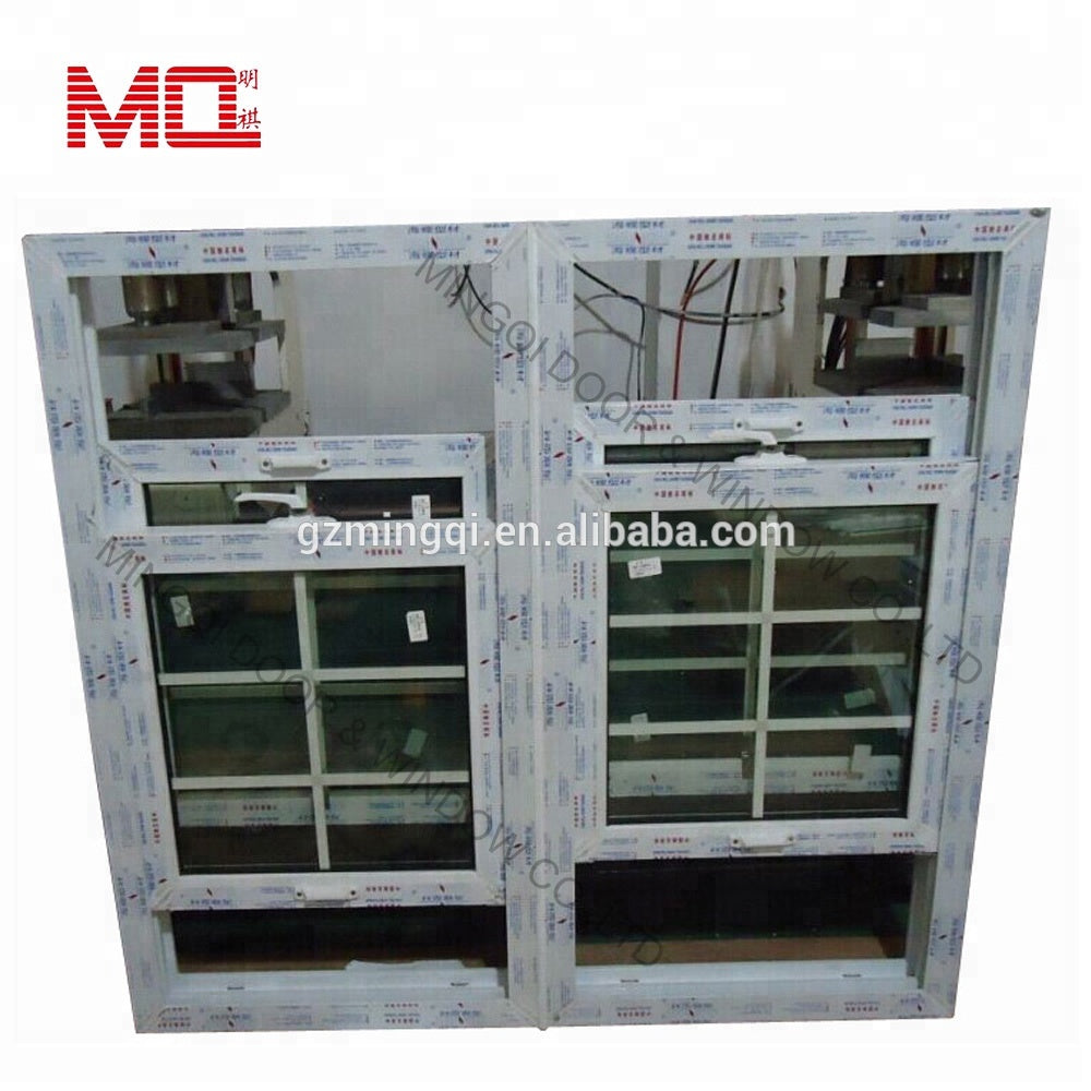 PVC vertical sliding window with grid upvc double hung window grill de ...