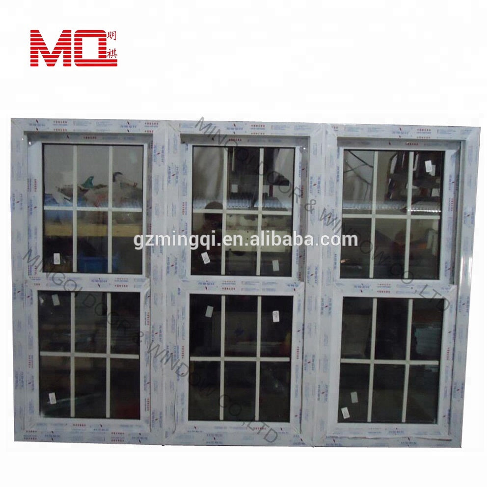 PVC vertical sliding window with grid upvc double hung window grill de ...