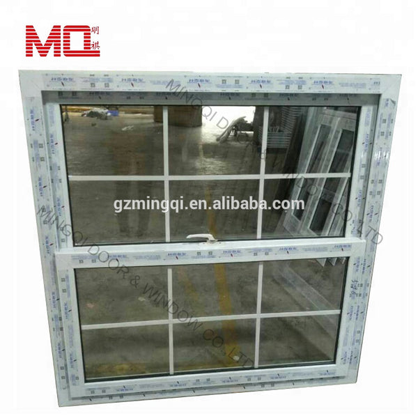PVC vertical sliding window with grid upvc double hung window grill de ...