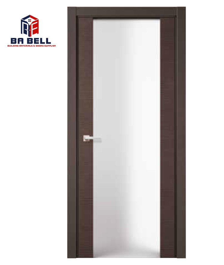 Simple Decorative Door Design Wooden Veneer Mdf with Glass Internal Si ...