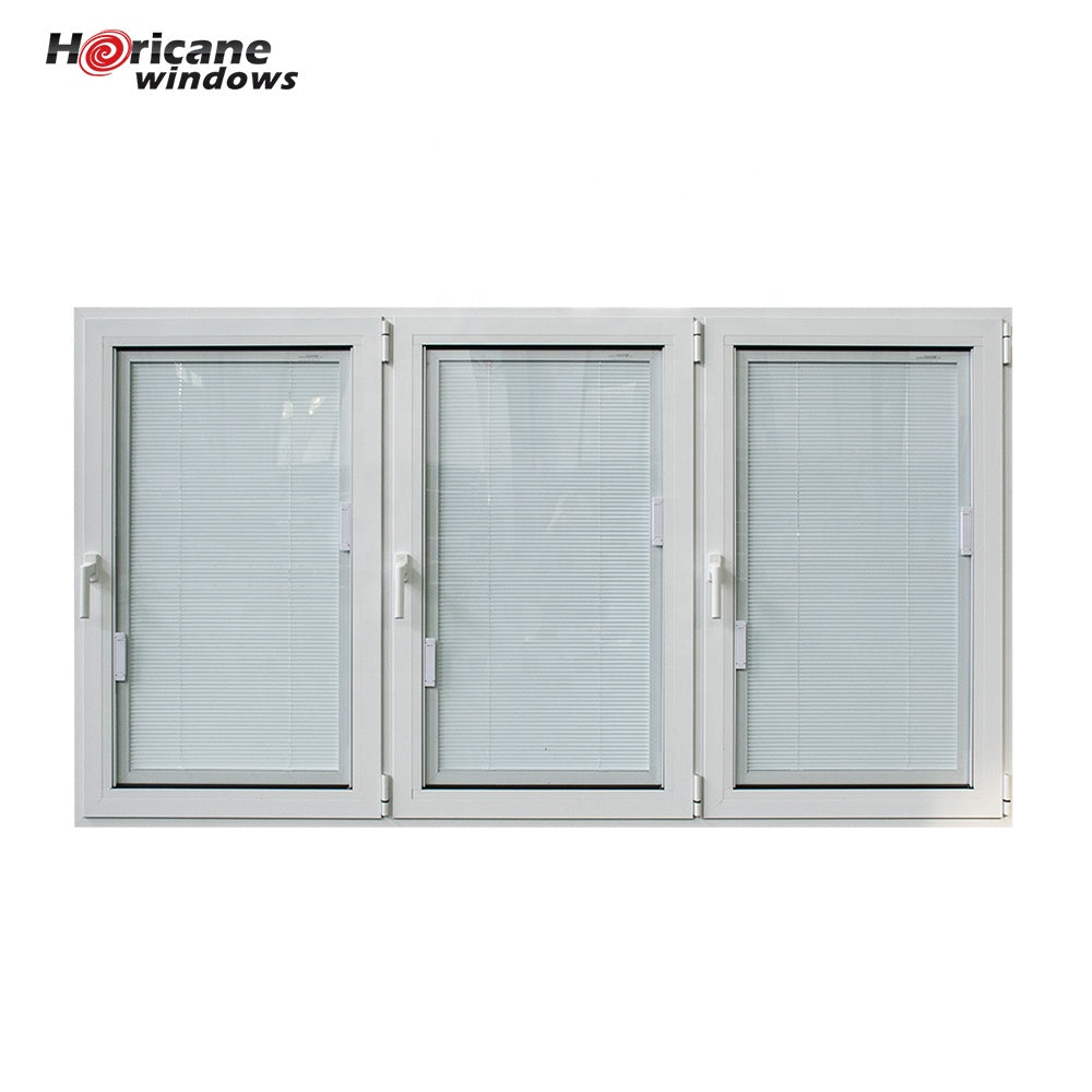Three panel aluminium casement windows with built-in blinds on China W ...