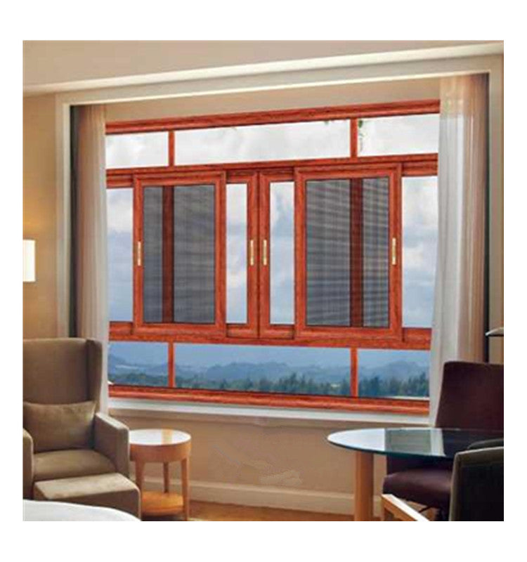 Wood grain sliding fold aluminium windows horizontal spain faceted fol ...