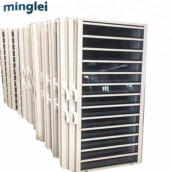 black aluminium double glazed Shutter windows Glass louvre window ...